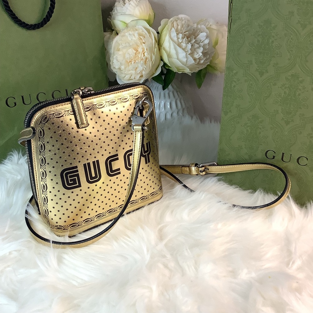 Gucci Sega Calfskin Guccy Stars Mini Dome Shoulder Ba… - Gem